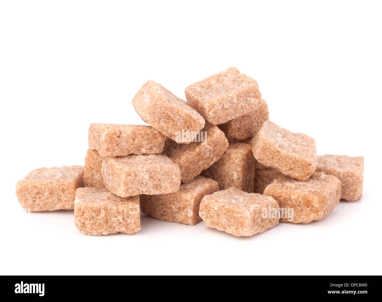 Lump brown cane sugar cubes isolated on white background Stock Photo ...
