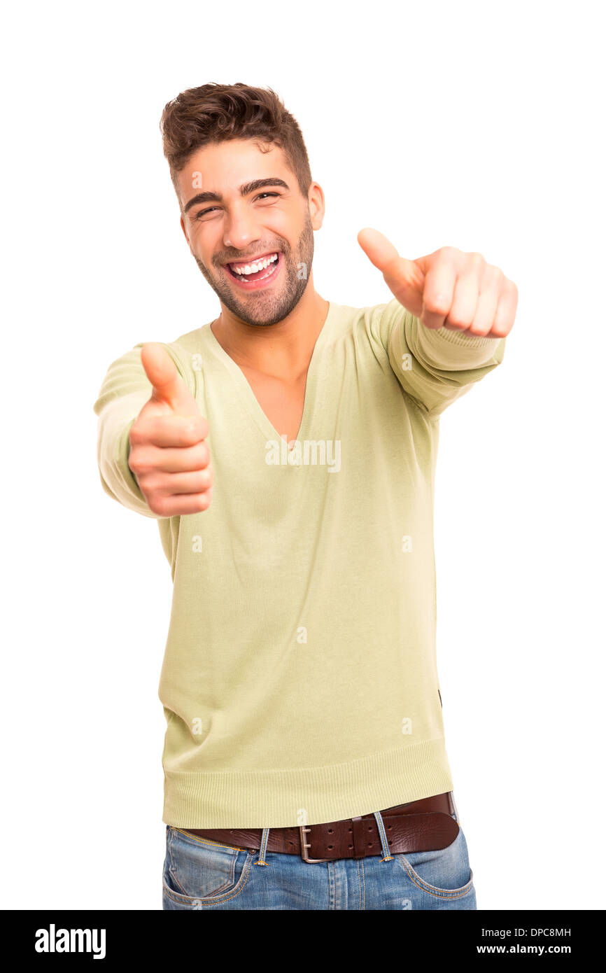 Young handsome man expressing positivity - isolated over white Stock ...