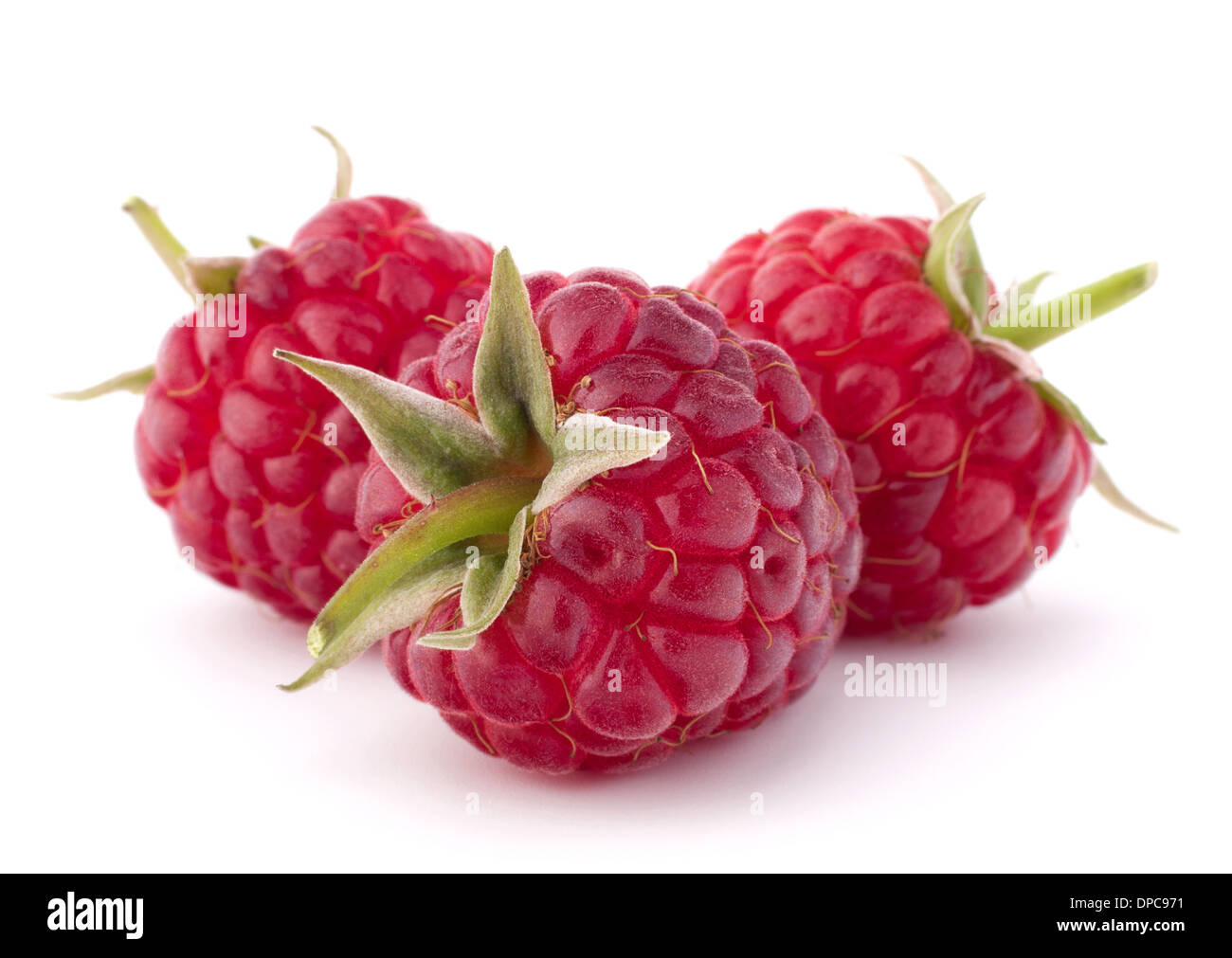 Ripe raspberries isolated on white background cutout Stock Photo - Alamy