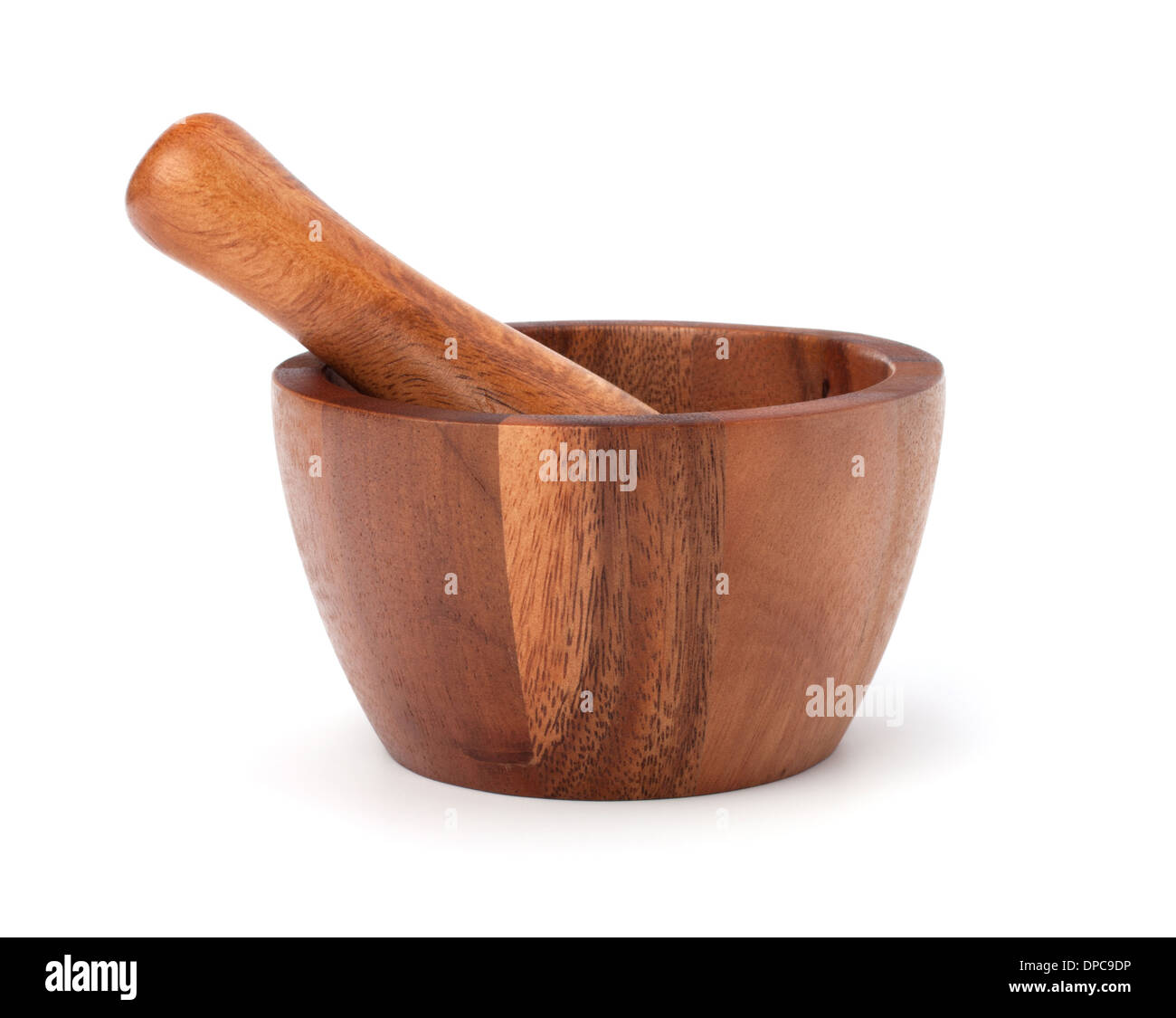 Handmade wooden mortar isolated on white background Stock Photo - Alamy