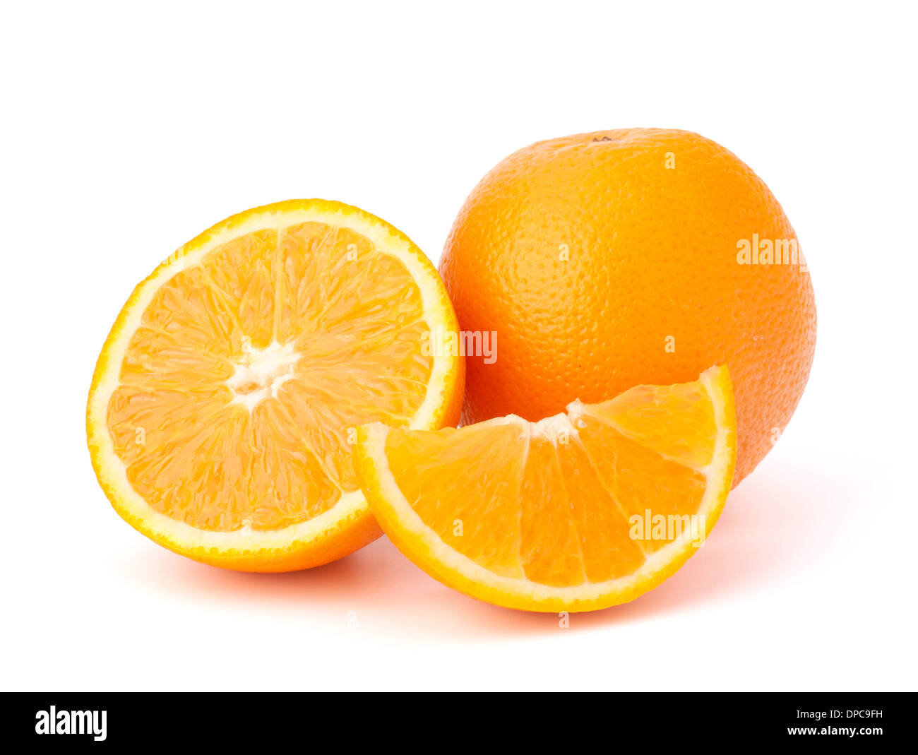 Sliced orange fruit segments isolated on white background Stock Photo ...