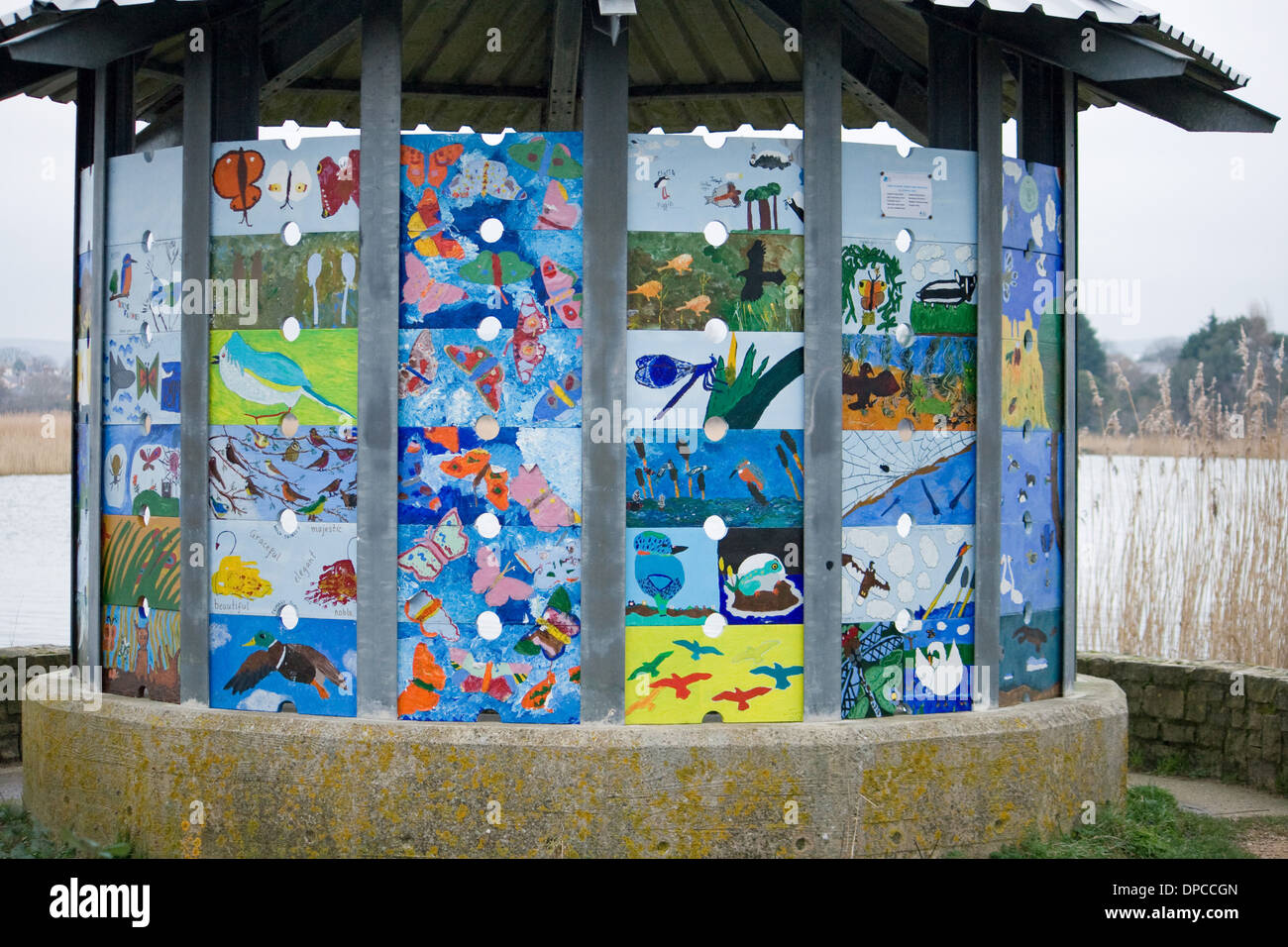 Colorful art work by school children at Radipole nature reserve ...