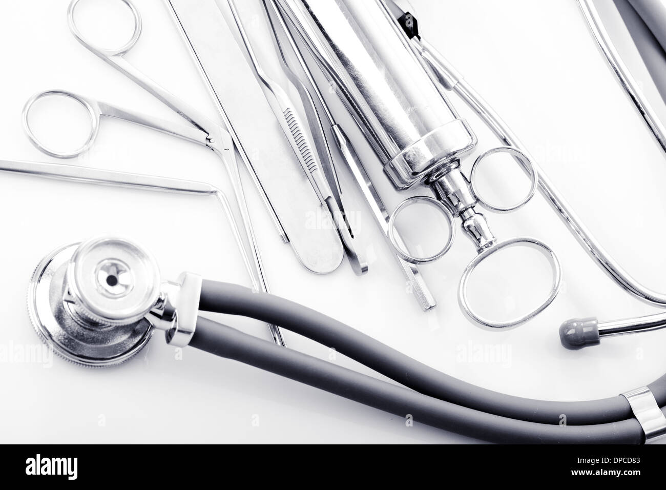 Medical instruments for ENT doctor on white Stock Photo - Alamy