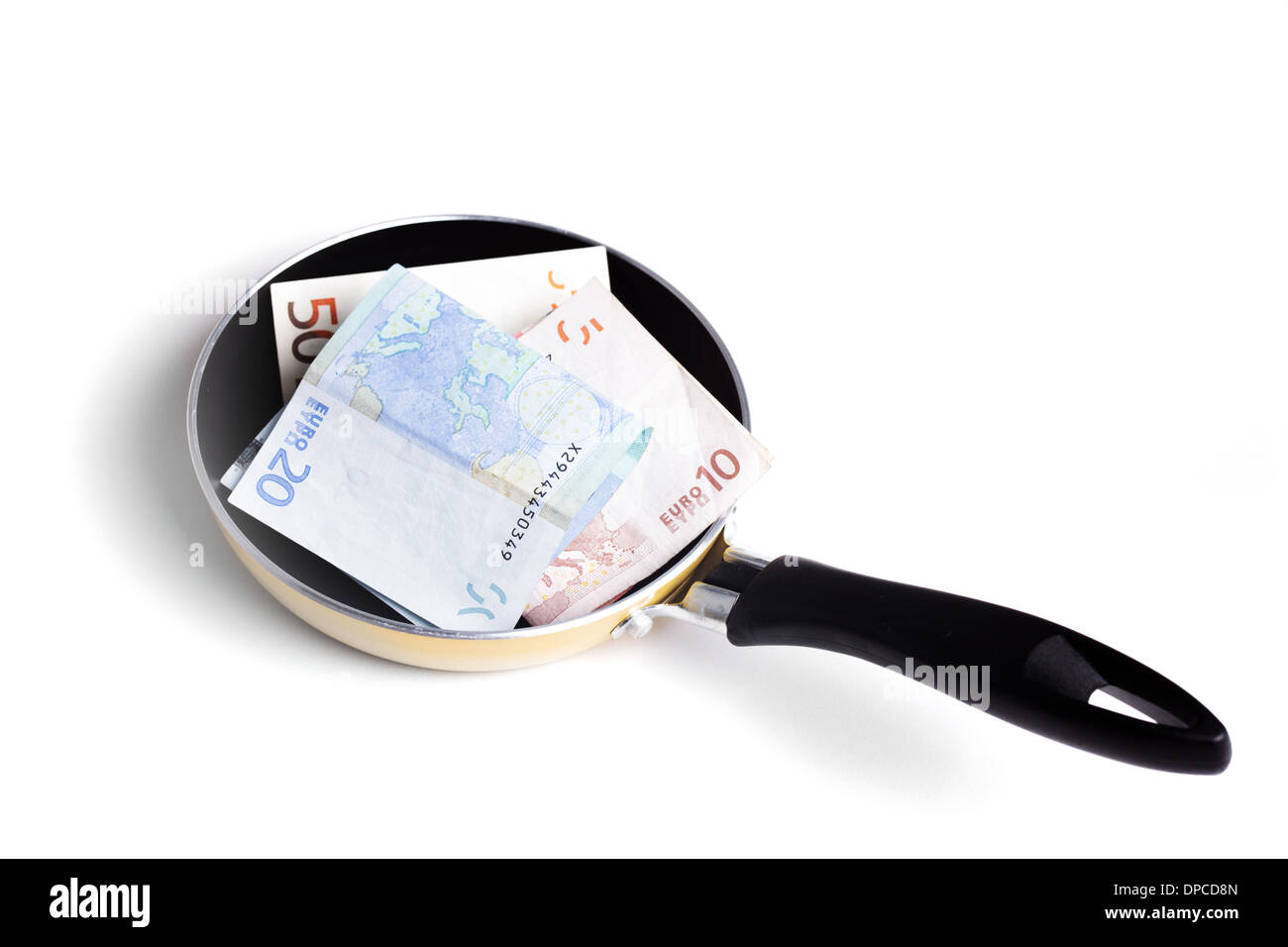 make money concept - preparation of euro on pan Stock Photo - Alamy