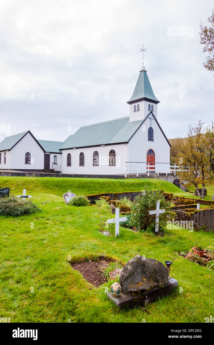 Cemetery and church in Iceland Stock Photo - Alamy