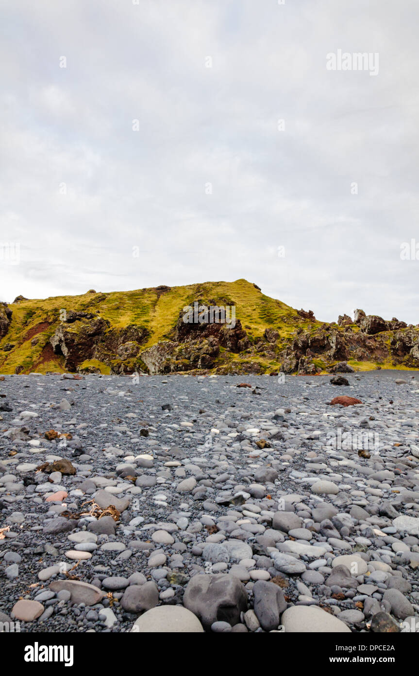 Icelandic beach with black lava rocks, Snaefellsnes peninsula, Iceland ...