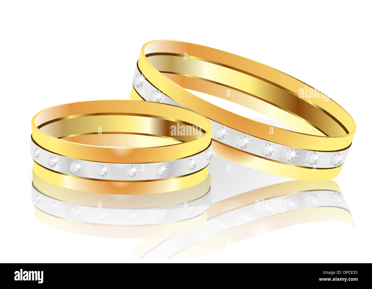 wedding rings on white background Stock Photo - Alamy