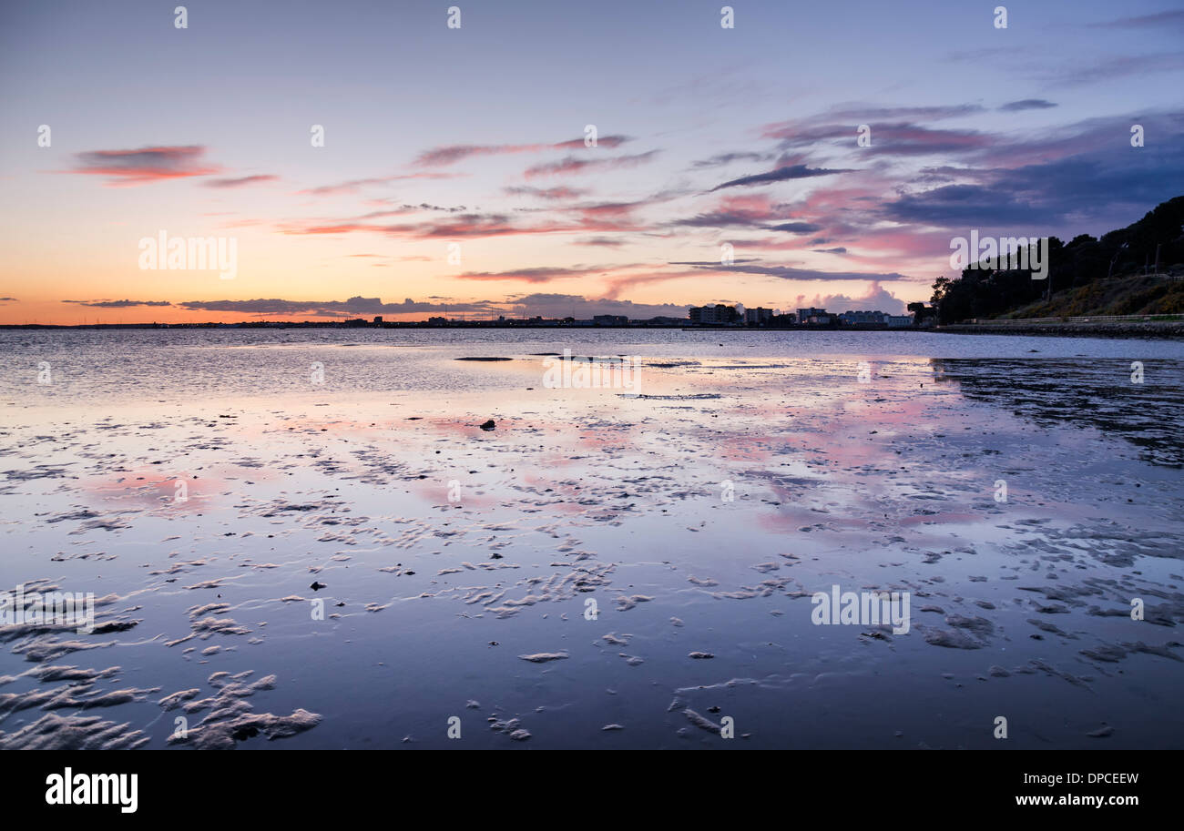 Late dusk at Sandbanks beach in Poole, Dorset Stock Photo - Alamy