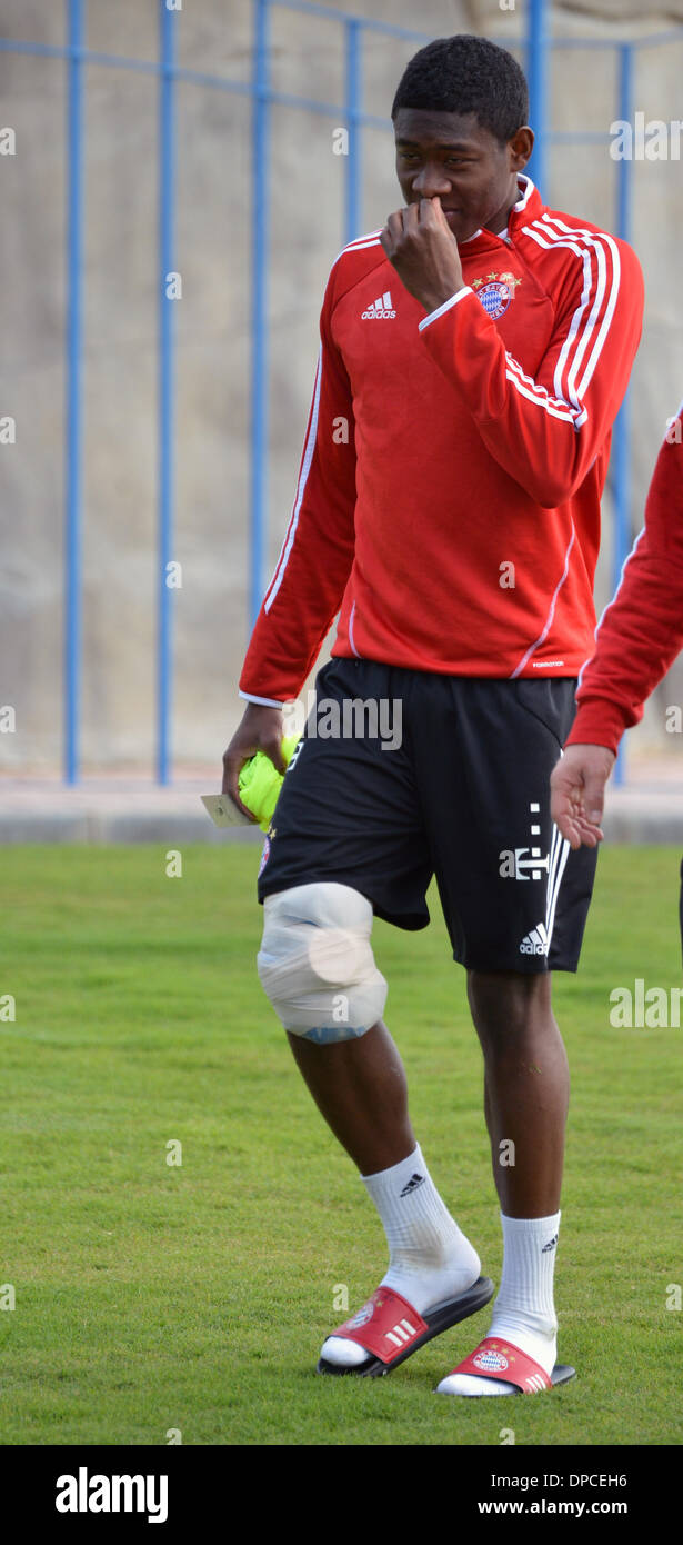 Doha, Qatar. 12th Jan, 2014. Bayer Munich's David Alaba leaves the ...