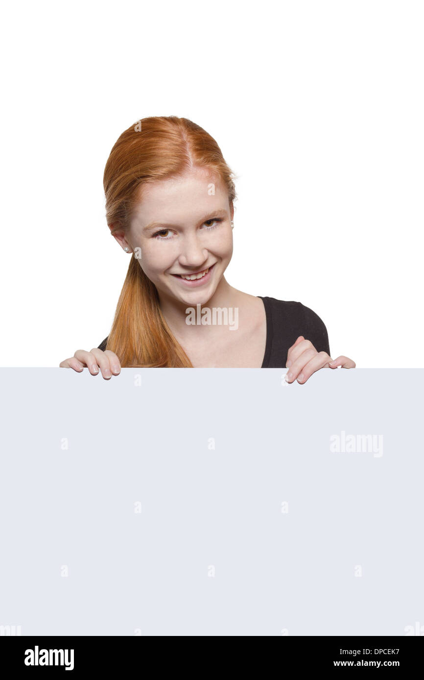 Girl showing the white board hi-res stock photography and images - Alamy