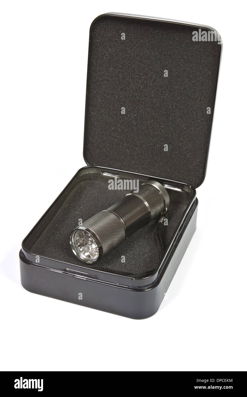 LED flashlight in a black metal box Stock Photo - Alamy