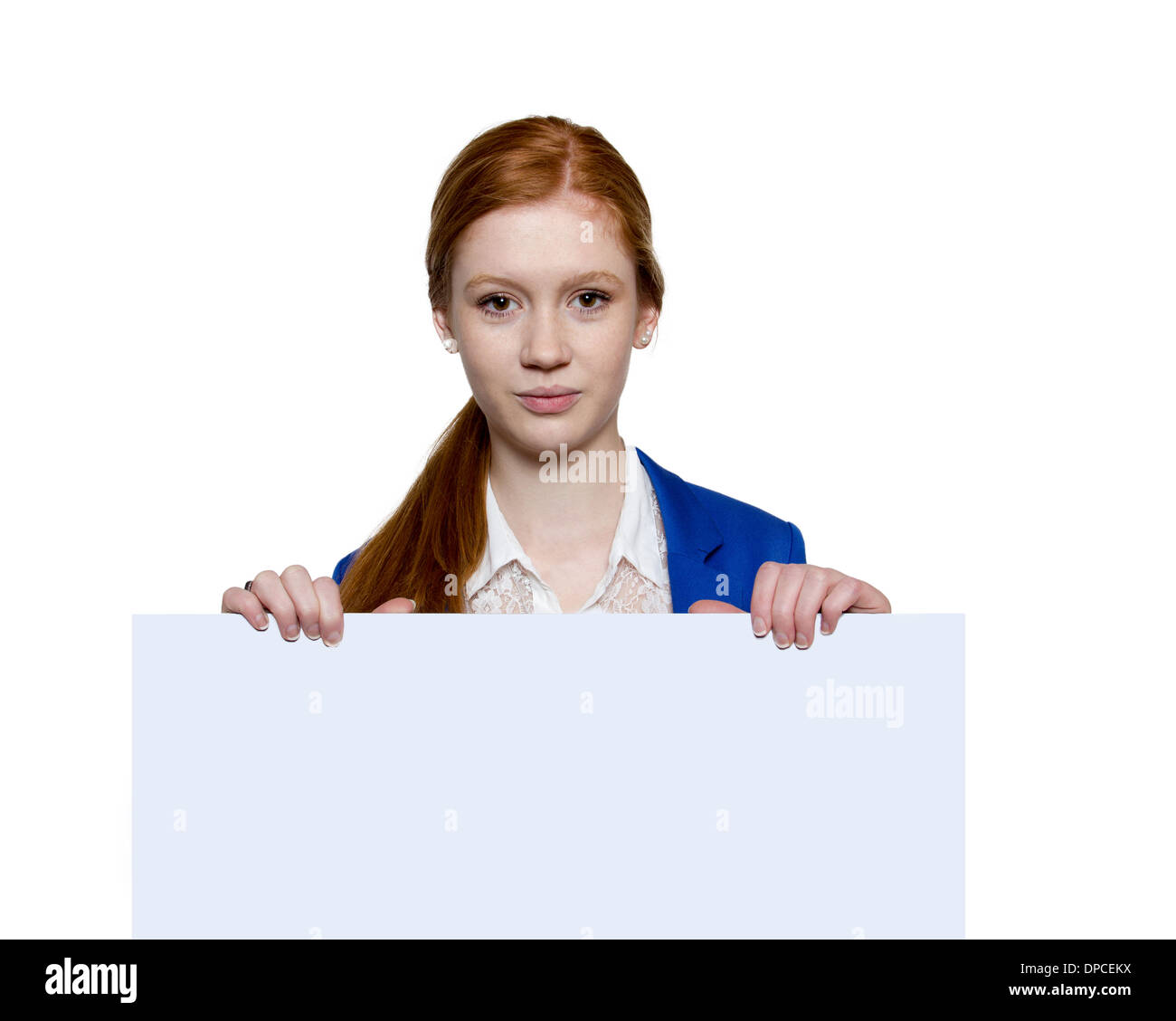 Teen girl holding a sign with copyspace for adverts Stock Photo - Alamy
