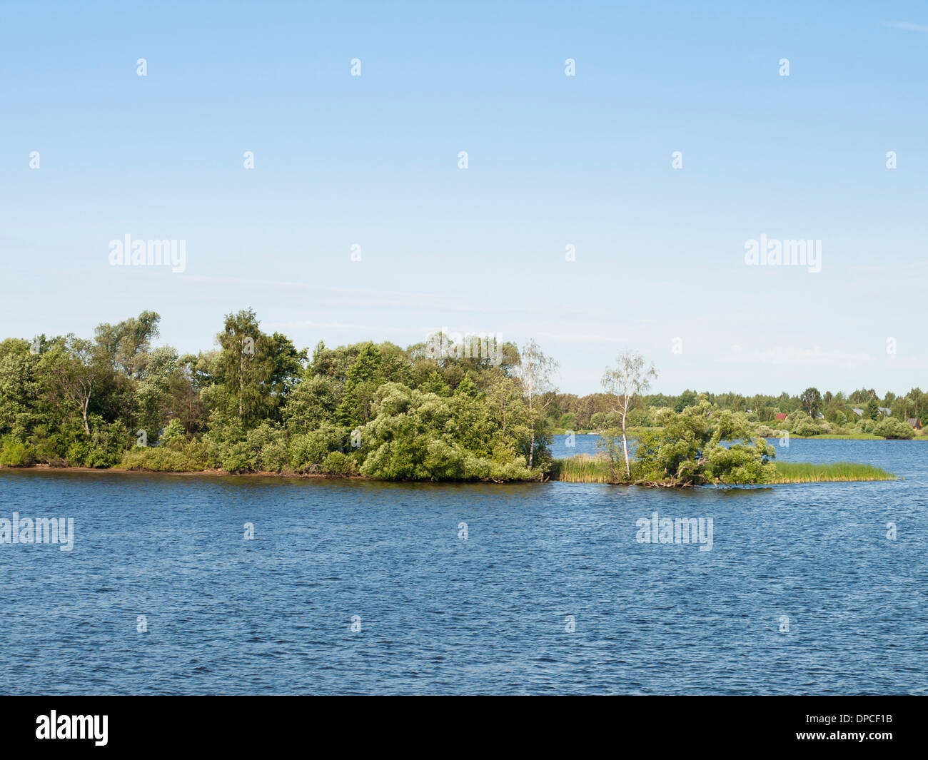 The vast expanses of the Russian taiga as seen from a cruise ship on a ...