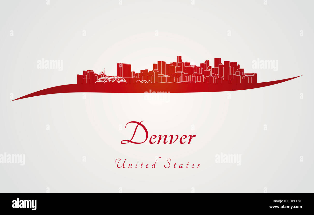 Denver skyline in red and gray background Stock Photo - Alamy
