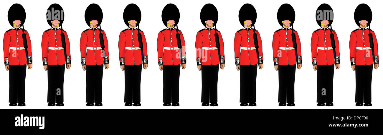 British soldiers standing to attention in a thin red line Stock Photo ...