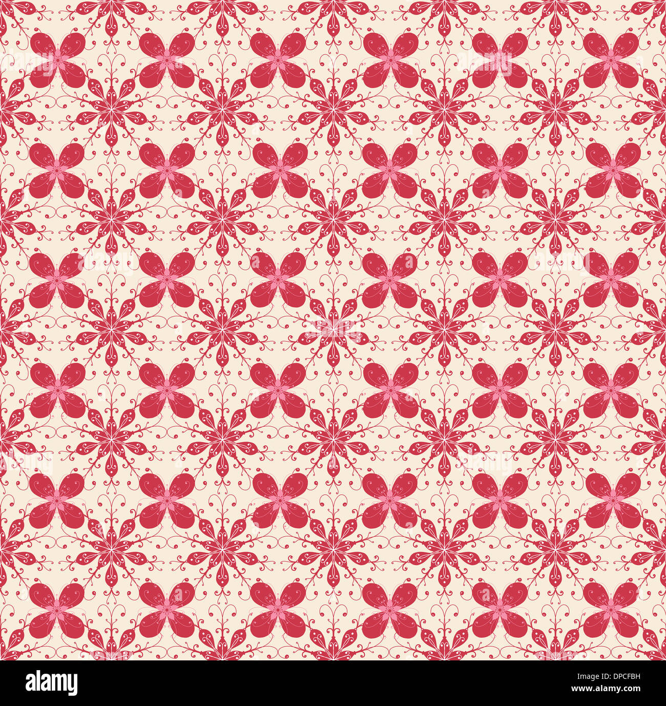 Spring floral pattern in beige and red colors. Seamless background ...