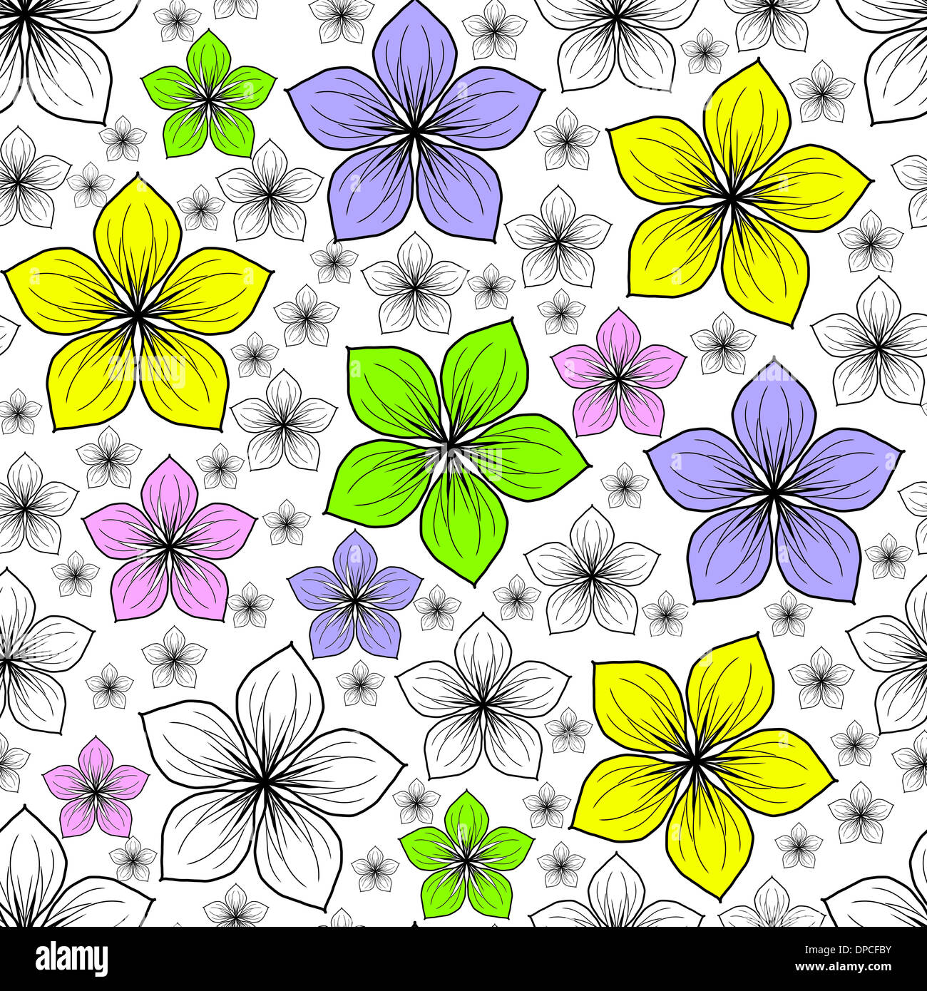 Colorful floral pattern on a white background. Summer background Stock ...
