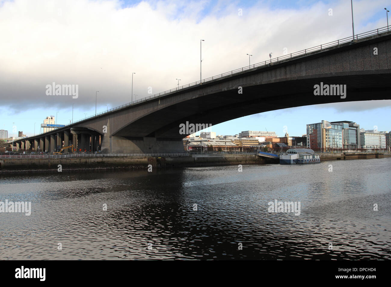 Kingston Bridge M8 across River Clyde Glasgow Scotland January 2014 ...