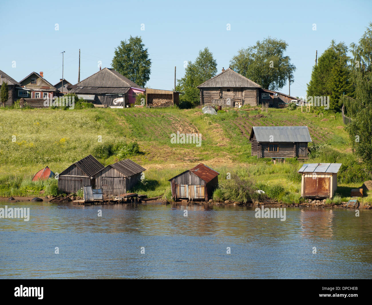 Riverbank on the Volga Baltic waterway Russia nature human activities ...