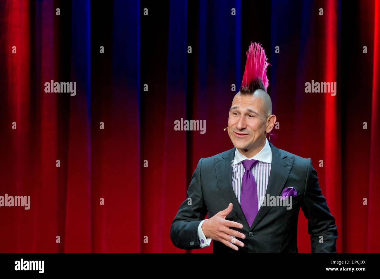 Swiss cabaret artist performs on stage during the German cabaret award ...