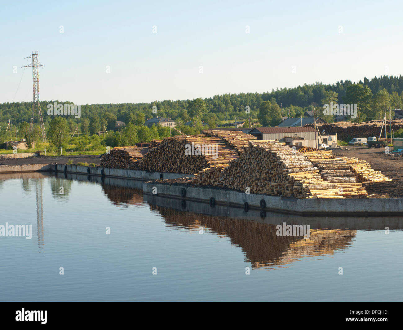 Common sight when traveling the Volga Baltic waterway Russia,forestry ...
