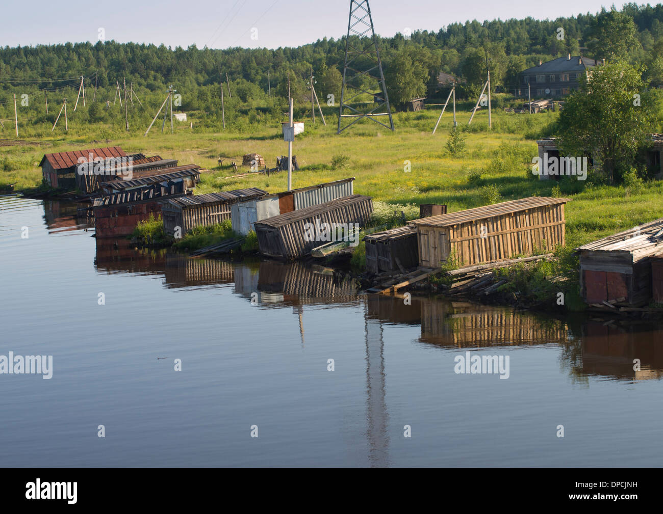 Riverbank along the Volga Baltic waterway Russia nature and human ...