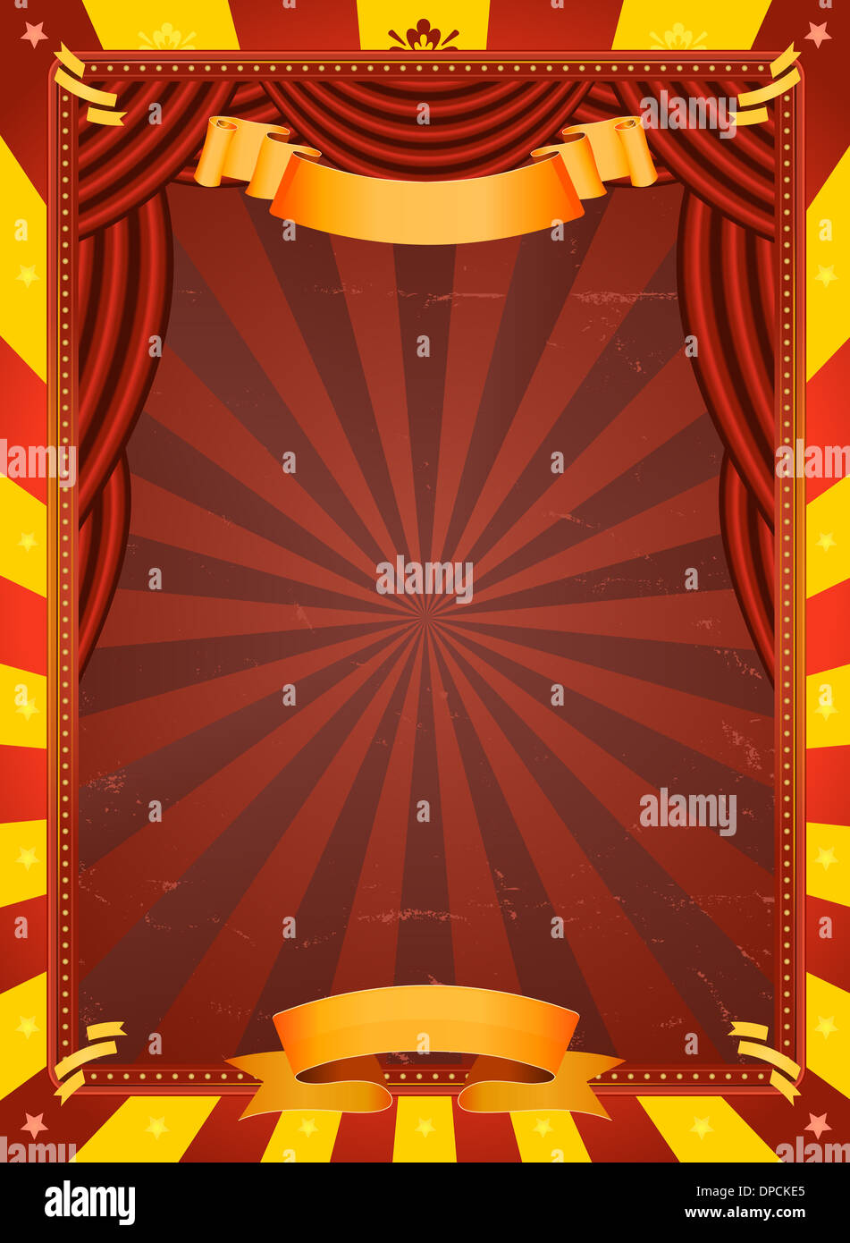 Illustration of a retro red and yellow circus background with grunge ...