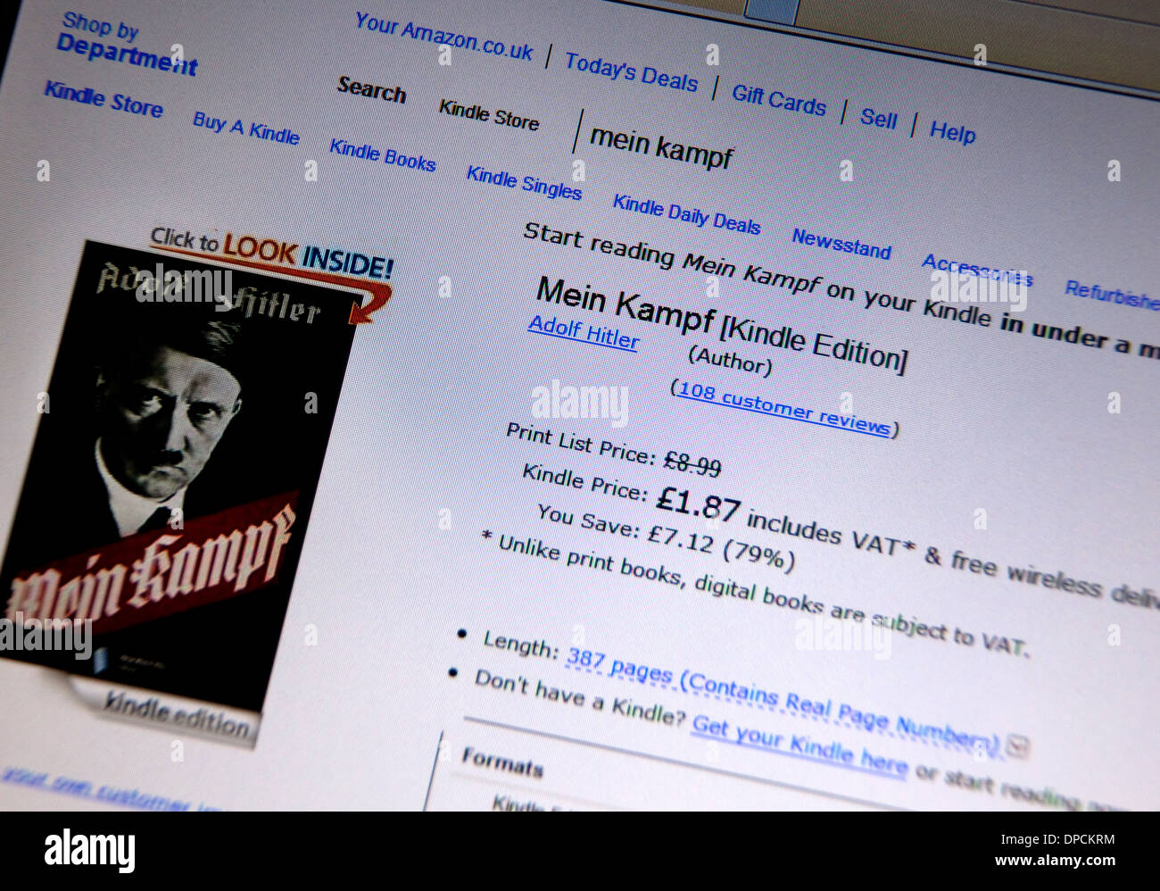 Adolf Hitler's Mein Kampf becomes e-book bestseller, London Stock Photo ...