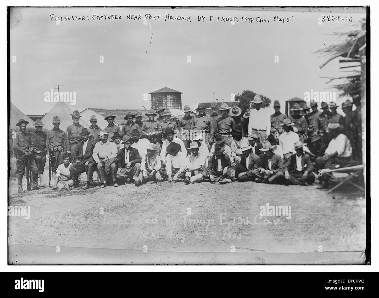 This historical photograph depicts the capture of filibusters near Fort ...