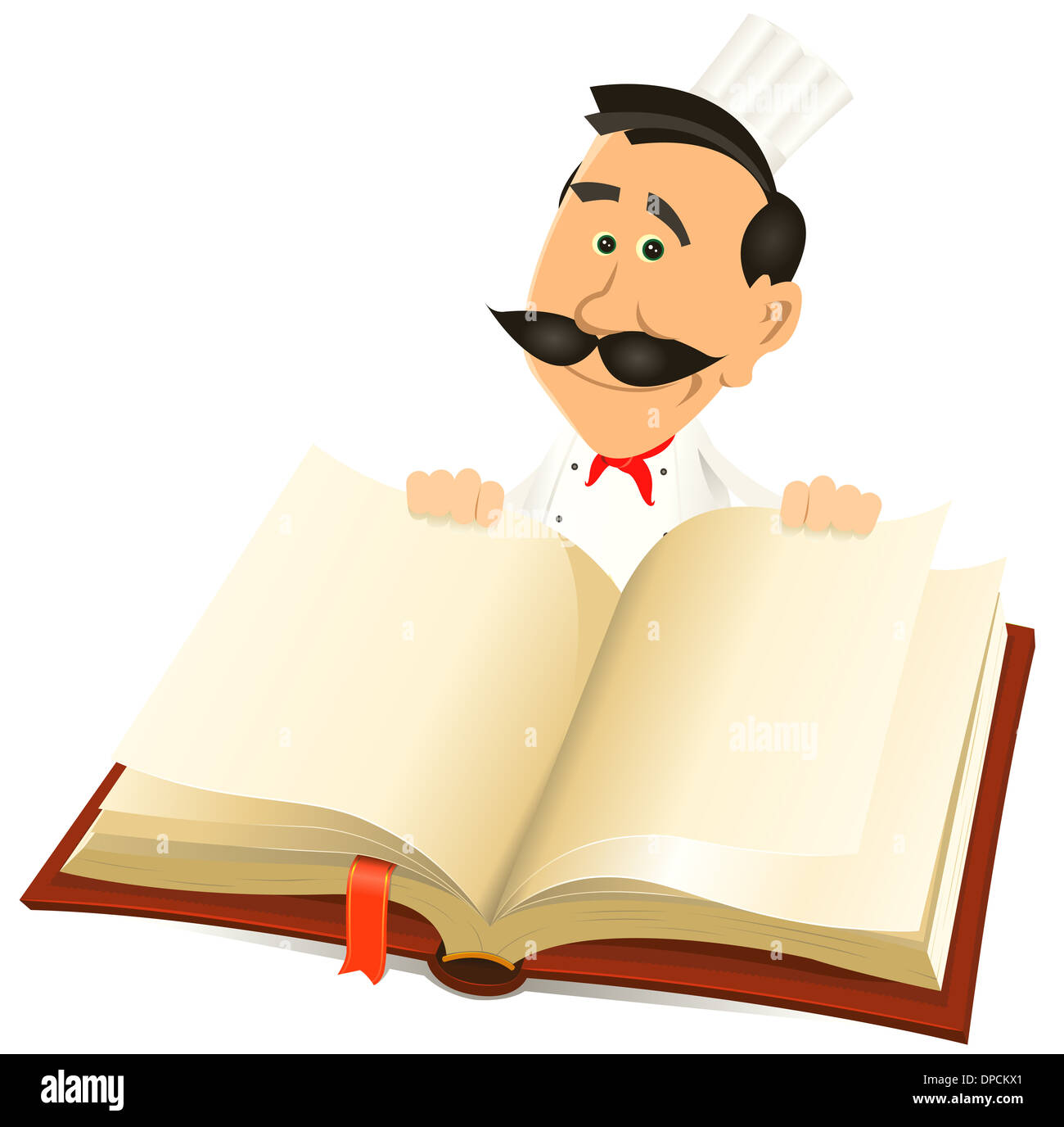 Illustration of a cartoon chef cook character holding a white book for ...
