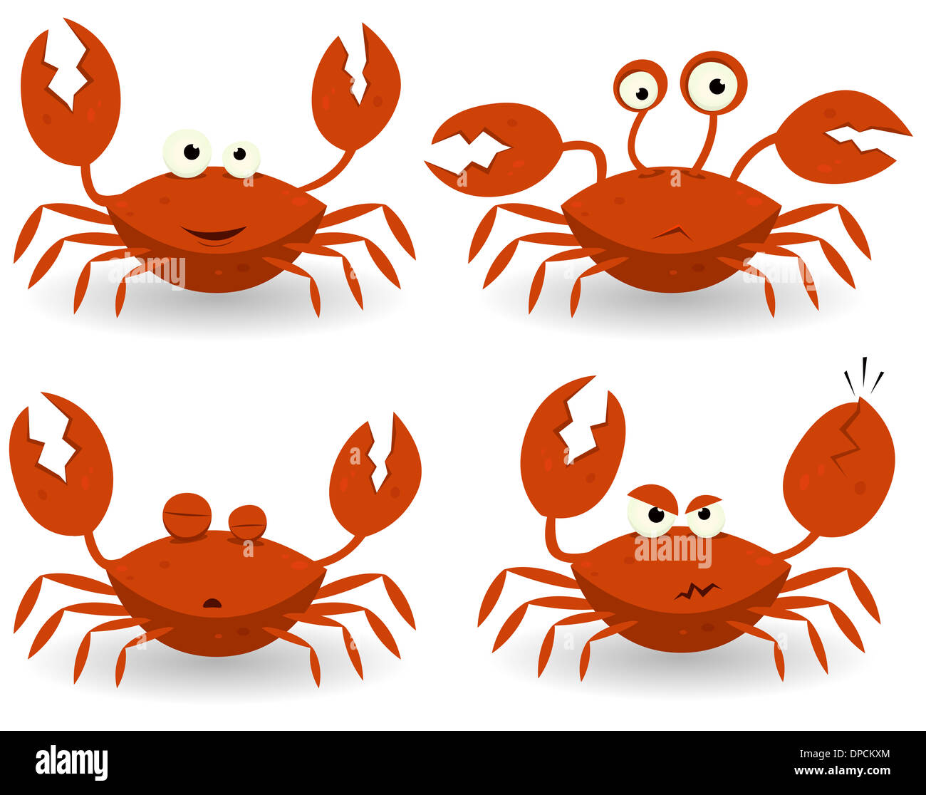 Illustration of a set of cartoon beach red crab characters with various ...