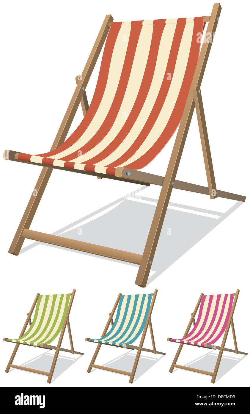 Illustration of a collection of beach chairs for summer vacations ...