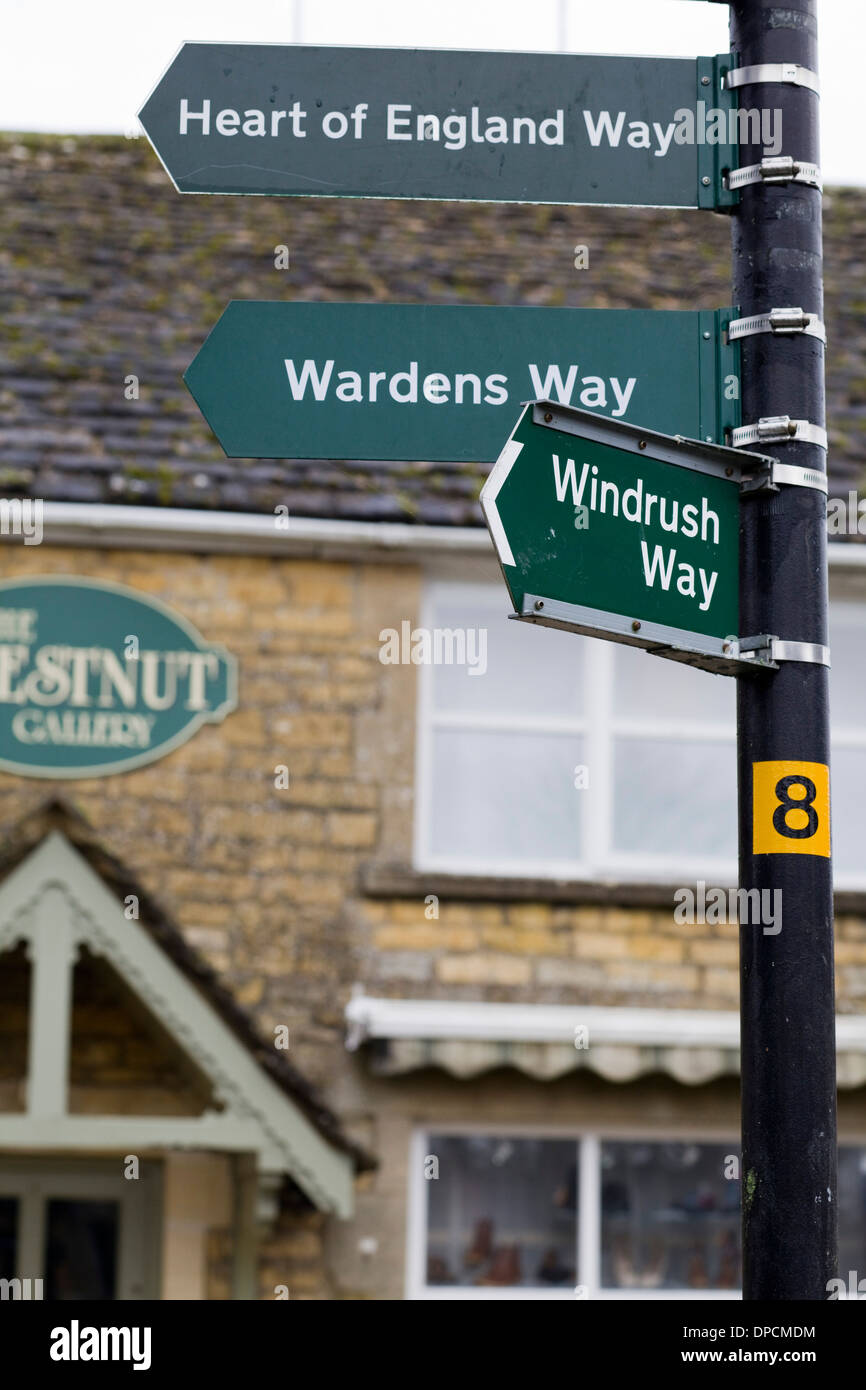 Sign post in the Cotswolds "Heart of England Way" "Wardens Way ...