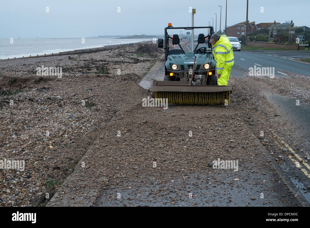 Clearing the footpaths and roads in Littlehampton, West Sussex ...