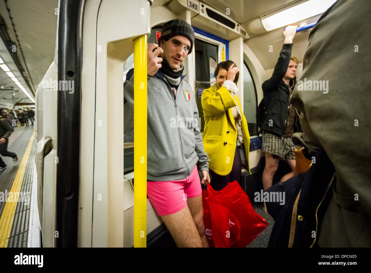 No Trousers Tube Ride (No Pants Subway Ride) 2014 in London Stock Photo ...