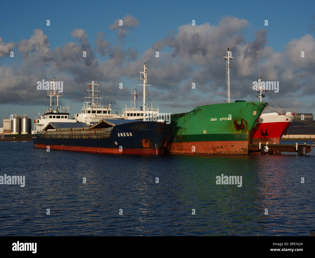 The ONEGO, BBS SPRAY, and MAIKE are cargo ships, identified by their ...