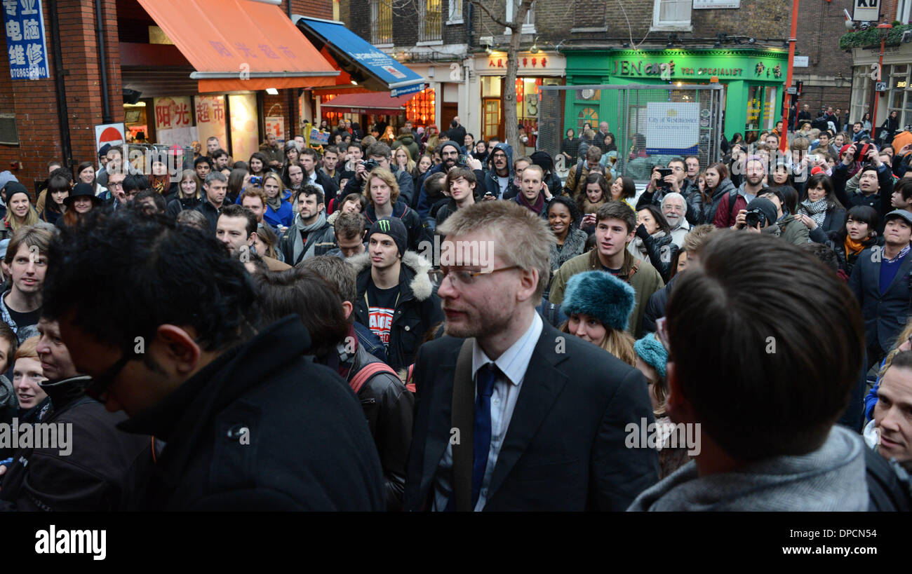 London, UK. 12th January 2014. People wearing no trousers on the London ...