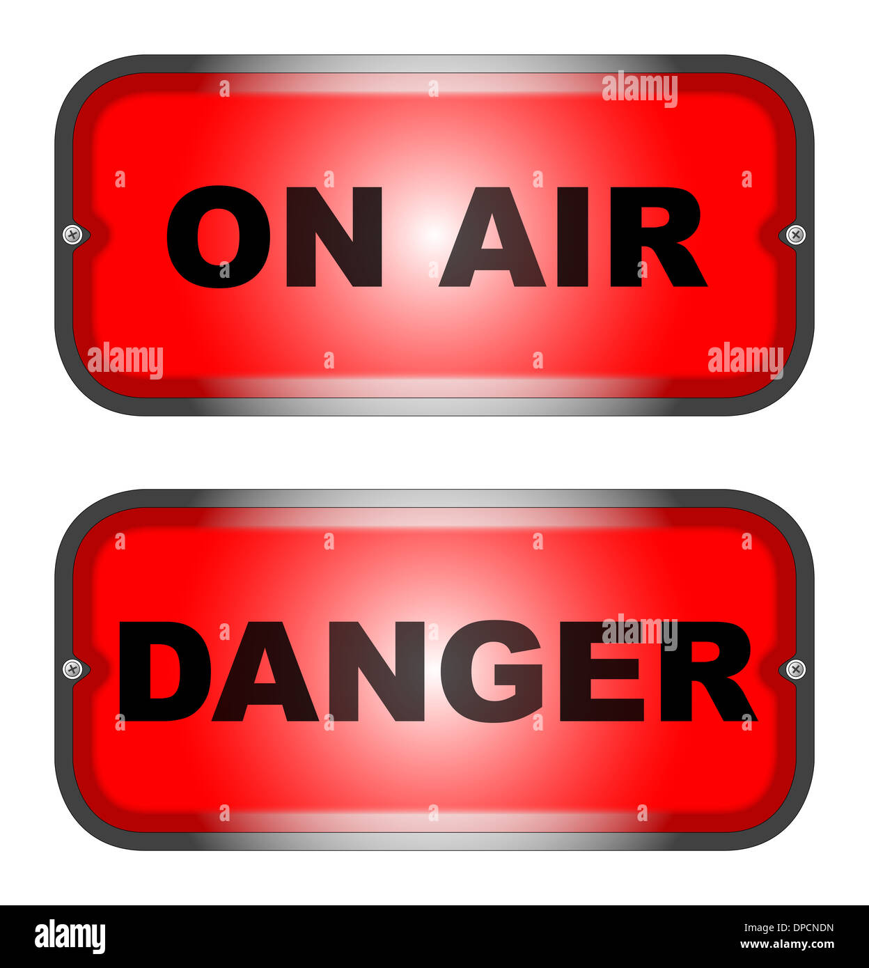 Two warning lights, one for a radio broadcast. 'ON AIR', the other a ...