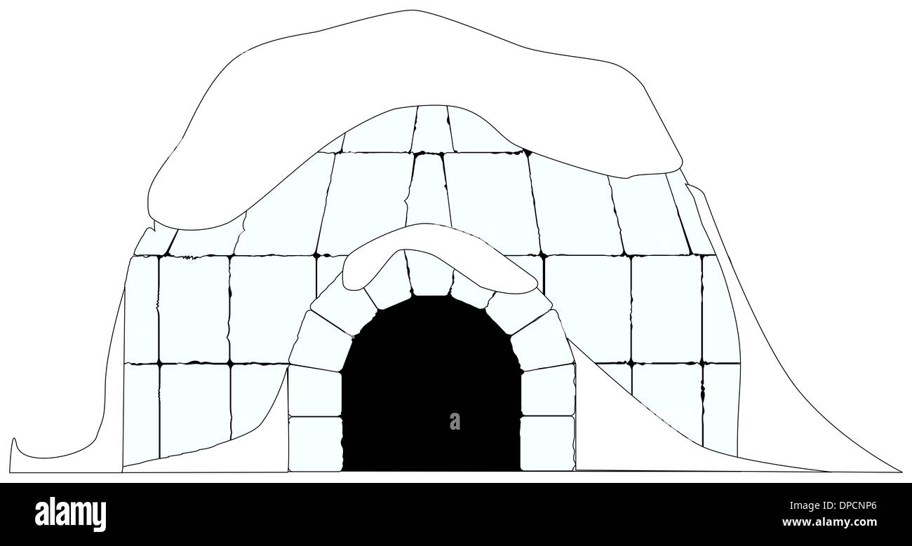 Inuit igloo covered in snow and isolated over a white background Stock ...
