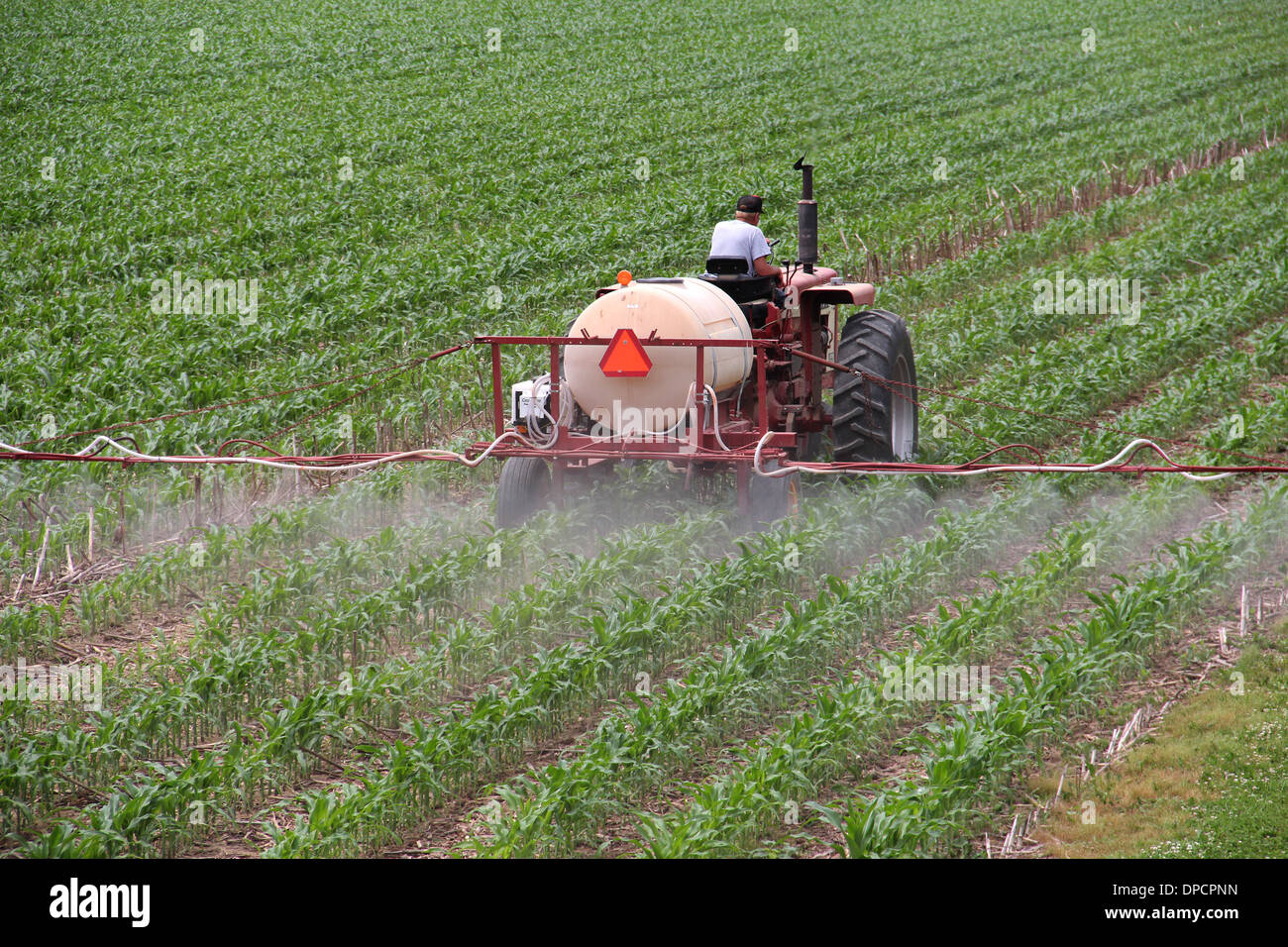 Farmer spraying insecticide on corn Indiana Stock Photo - Alamy