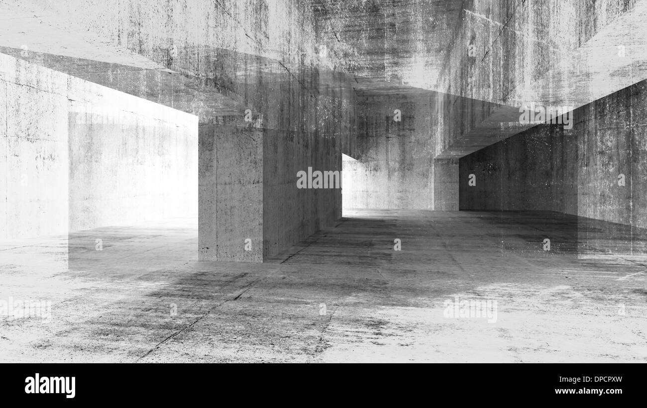 Abstract 3d illustration with grunge concrete urban interior Stock ...