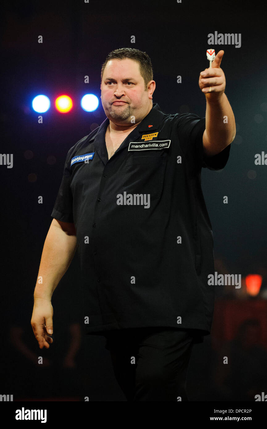 Frimley Green, UK. 12th Jan, 2014. Alan Norris (aka Chuck) celebrates ...