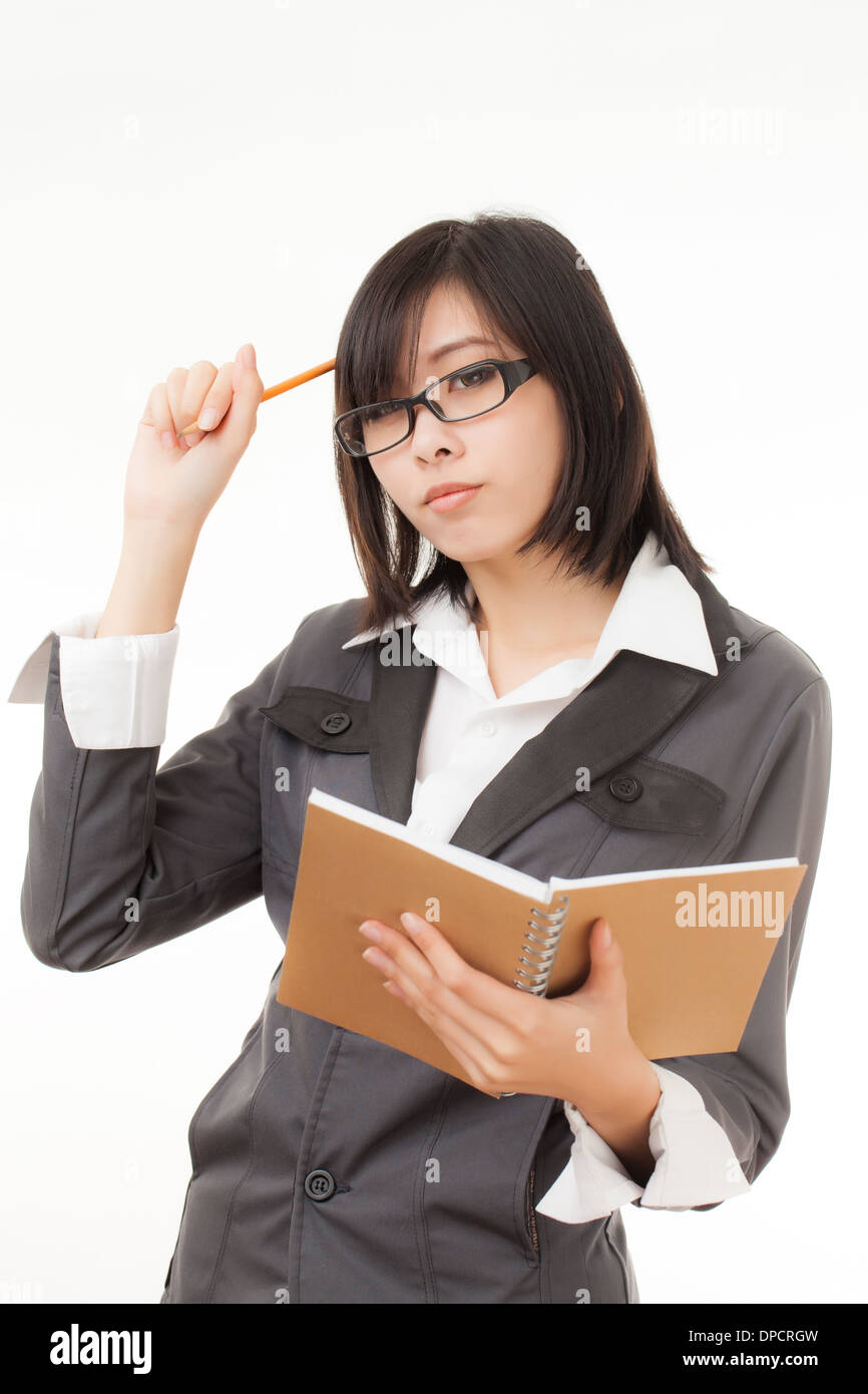 beautiful Asian working woman on white background Stock Photo - Alamy