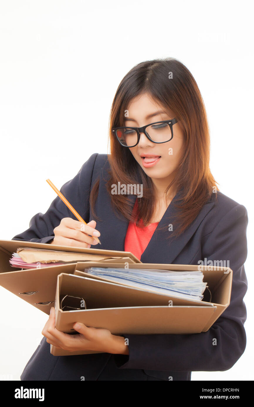 beautiful Asian working woman on white background Stock Photo - Alamy