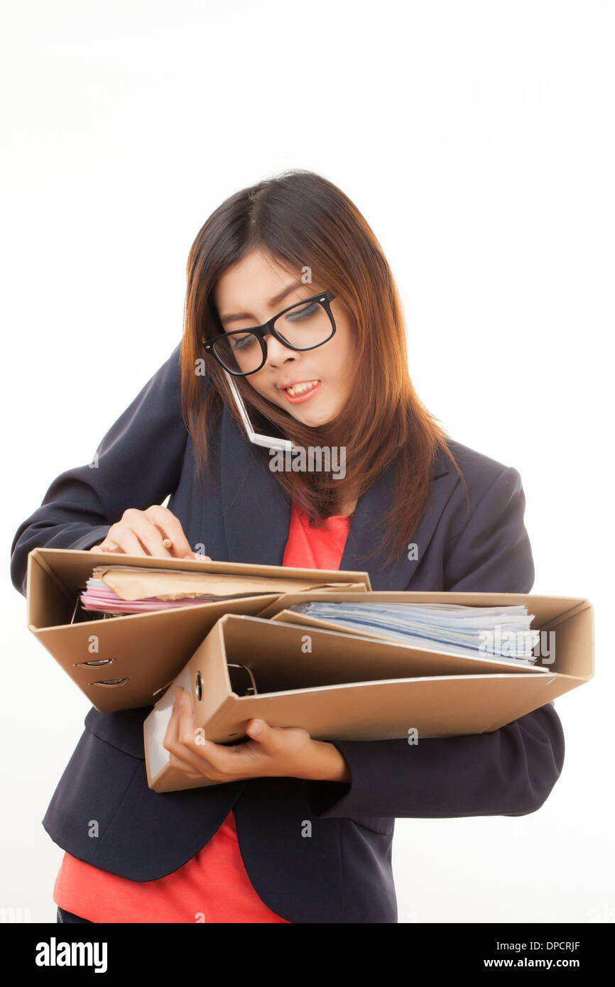 beautiful Asian working woman on white background Stock Photo - Alamy