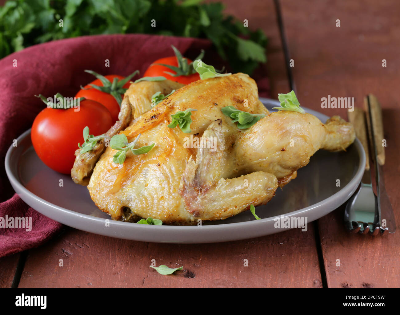homemade roasted chicken with herbs and spices Stock Photo - Alamy