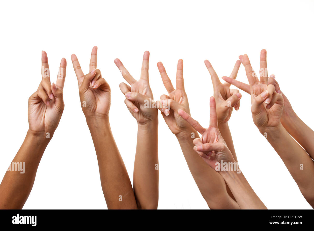 human hand show victory Stock Photo - Alamy