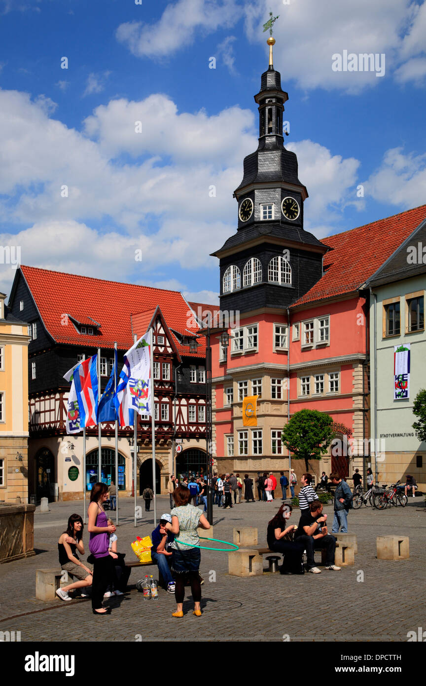Eisenach, market square and town hall, Thuringia, Germany, Europe Stock ...