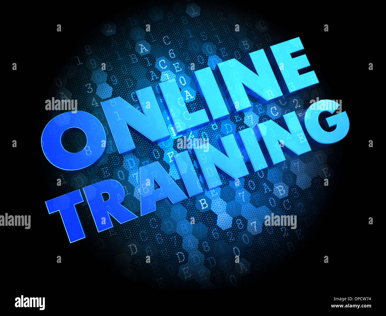 Online Training - the Words in Blue Color on Dark Digital Background ...
