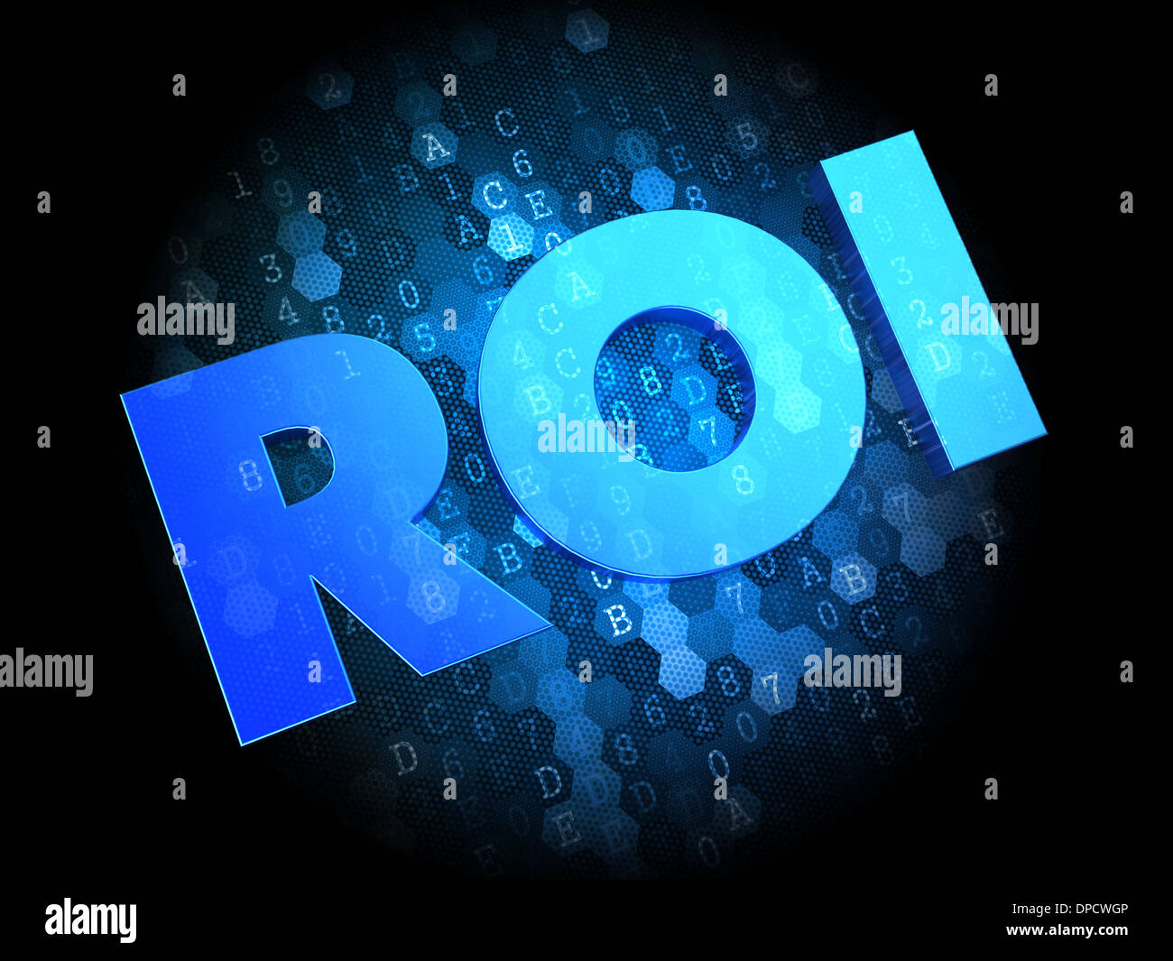 ROI on Dark Blue Digital Background Stock Photo - Alamy